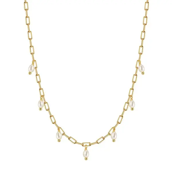 SHADED THE LABEL Pentire Pearl Droplet Chain Necklace - Gold