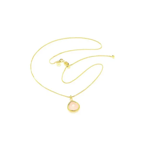 SEVEN SAINTS Yellow / Gold Rose Quartz Compassionate Heart Adjustable Necklace, Gold - Yellow/gold