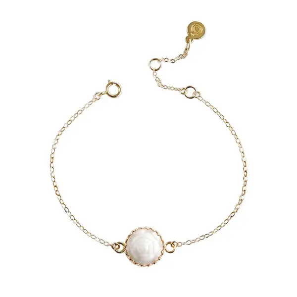 POPORCELAIN Mini Porcelain Rose Charm Bracelet - Gold