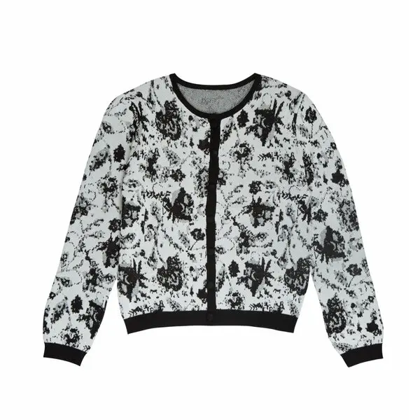 ROCH PEREL Metallic Jacquard Cardigan - Silver