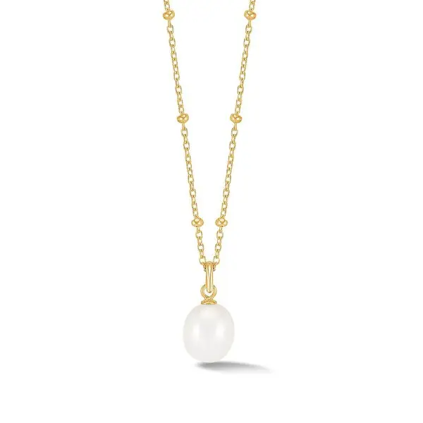 DOWER & HALL Adjustable Timeless Oval White Pearl Pendant - Gold