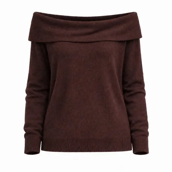 FIORA MUSE Off-shoulder Cashmere Sweater - Brown