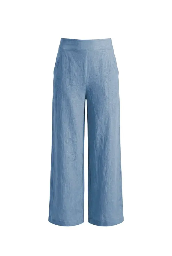 JAMES LAKELAND Denim Linen Wide-leg Trousers - Blue