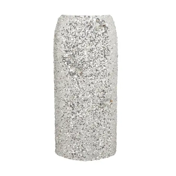 SOUR FIGS Floral Embellished Sequin Skirt