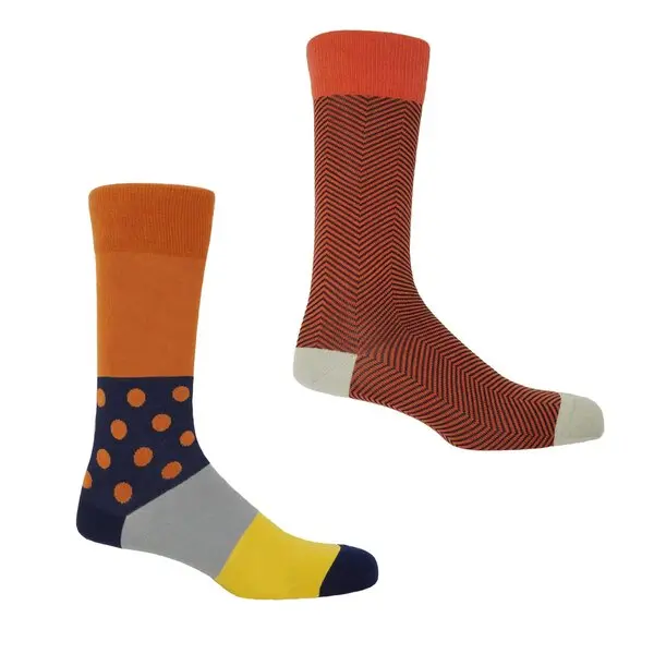 PEPER HAROW - MADE IN ENGLAND Burnt Mayfair & Bumblebee Hilltop Socks 2 Pack - Orange