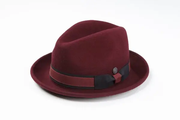 DASMARCA HATS Robin Burgundy Wool Felt Two Tone Trilby Fedora Hat - Red