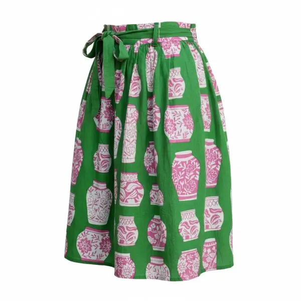 MARY MARSHMALLOW Short Wrap Skirt Ginger Jar - Green