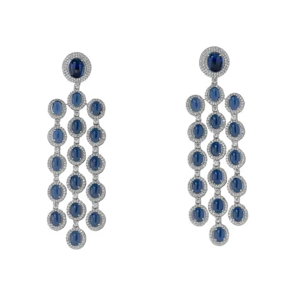 MERAKI BY RASHMI BAJAJ Julitte Cubic Zirconia Chandelier Earrings - Blue