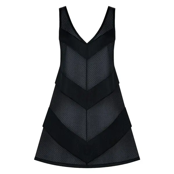 KIM FOLEY Chevron Beach Cover-up Athletic Mesh Dress - Black