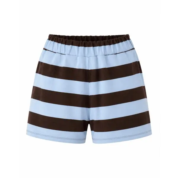 Mind Traveler Chocolate Brown Striped Shorts - Blue