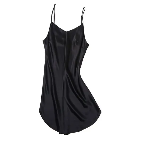 SOFT STROKES SILK River Nymph Pure Silk Slip Dress - Black