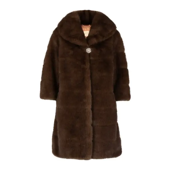 SANTINNI Hollywood' Faux Fur Coat In Marrone - Brown
