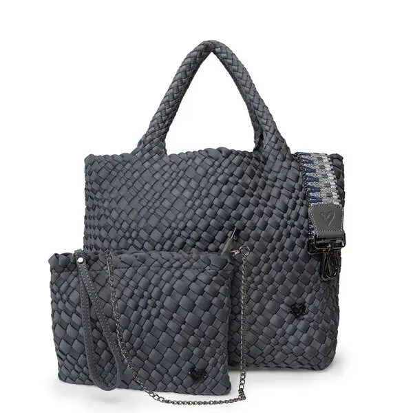 PRENELOVE London Large Woven Totes Charcoal - Grey