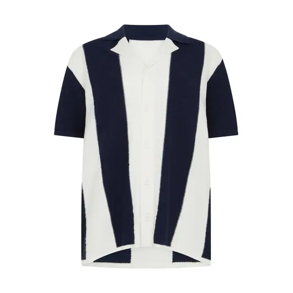 HAY LIFE Striped Knit Shirt Navy - Blue