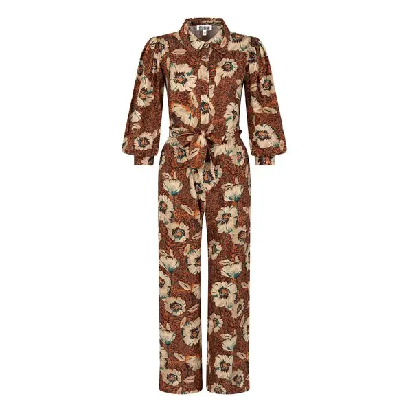 IN OUR NAME Olmoti Long Sleeve Floral Print Jumpsuit - Red
