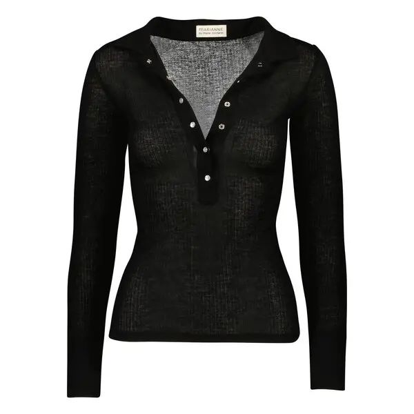 MARIANNE BY MARIE JORDANE Britney Polo Neck Sweater - Black