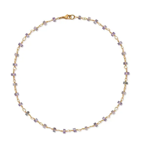 A WEATHERED PENNY Amethyst Wire Necklace - Gold