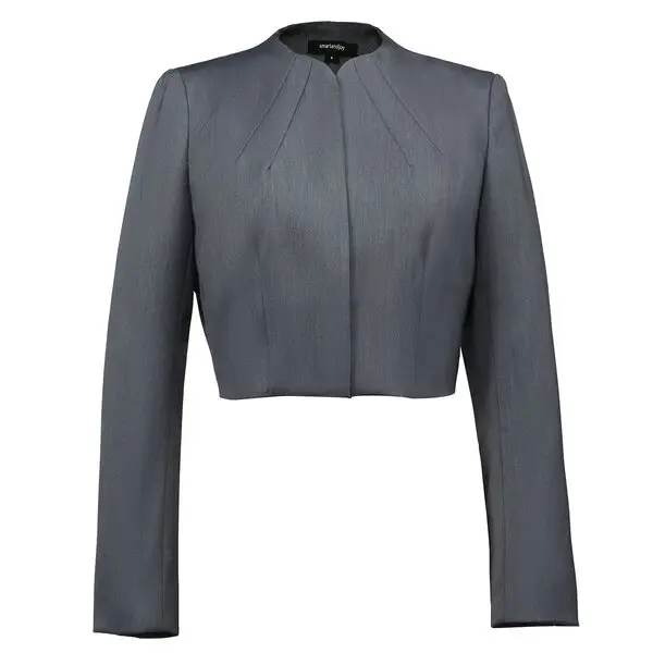 SMART AND JOY Crop Bolero Minimalist Blazer Dark - Grey