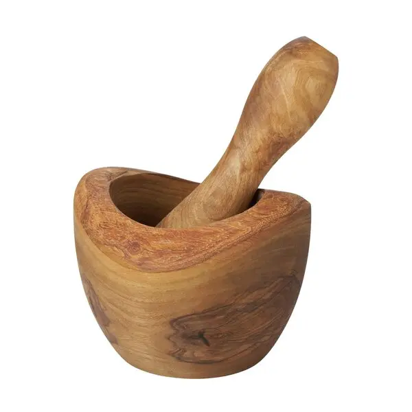 GREYMINT Yaya Olive Wood Pestle & Mortar - Brown