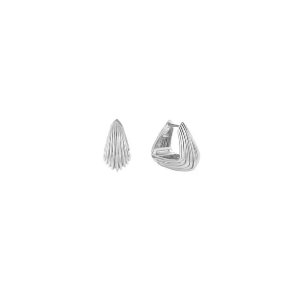 VANCHI Juno Ridged Chunky Hoops - Silver
