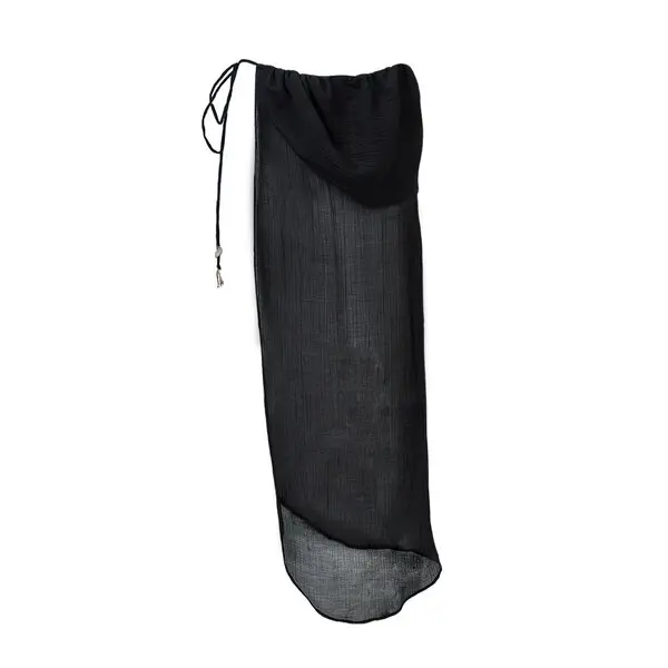 AULALA PARIS The Siren’s Veil Sheer Beach Pareo With Seashell - Black