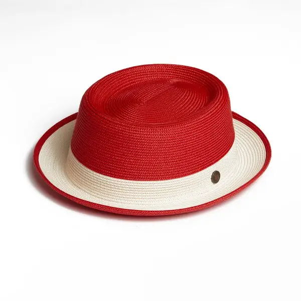 DASMARCA HATS Dasmarce Bobby Retro Short Brim Summer Porkpie – Ruby - Red