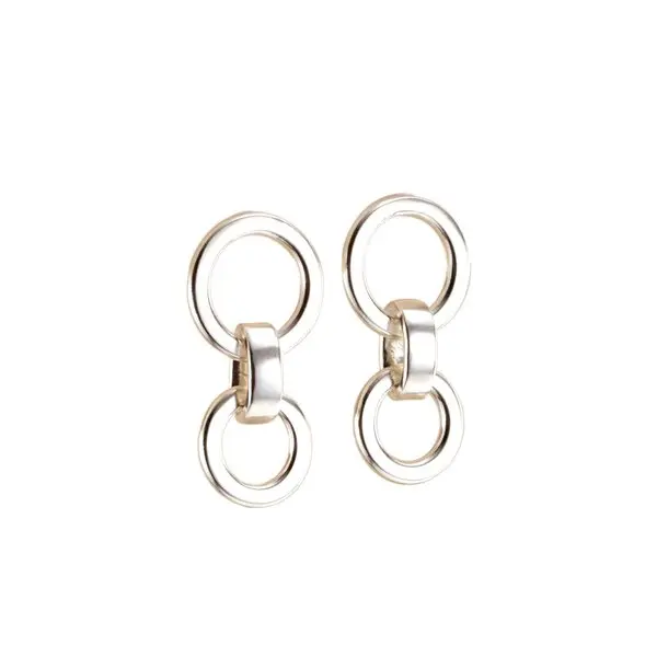 POSH TOTTY DESIGNS Sterling Hanging Hoop Charm Stud Earrings - Silver