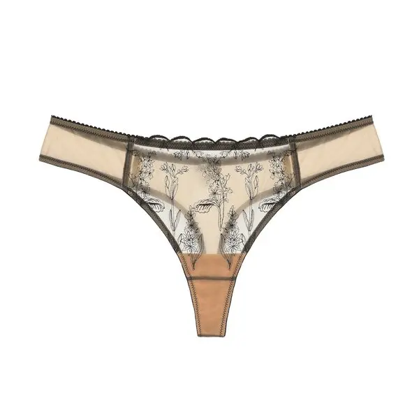 AMOUR D'AGNETTE Neutrals / Kim Thong In Floral Embroidery On Jelly Fabric - Black