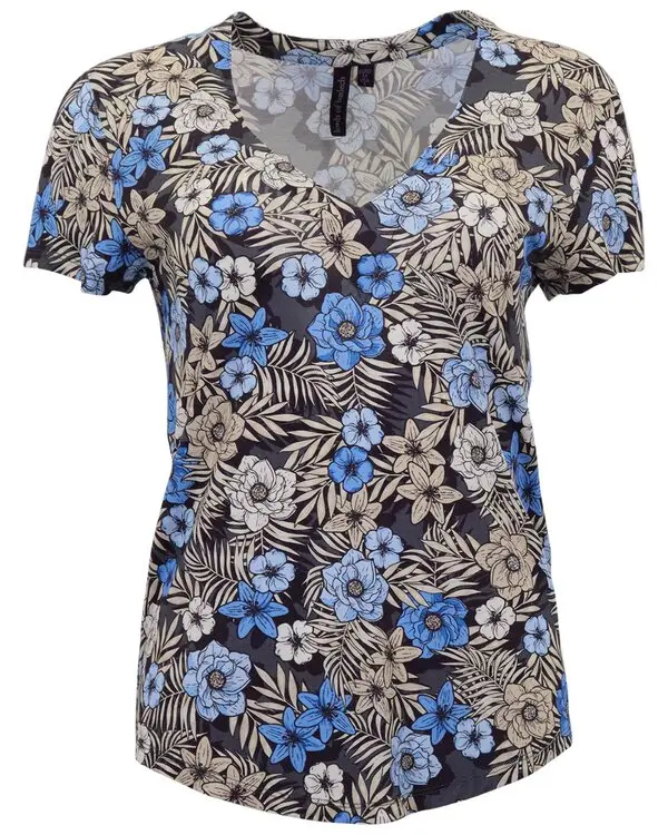 LORDS OF HARLECH Victoria Tropical Mix V-neck Printed Top