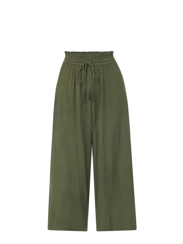 CHANGE OF SCENERY Neutrals / Brooke Pull-on Beach Pants In Olive - Green
