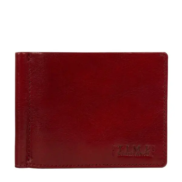 TIME RESISTANCE Leather Money Clip Wallet The Outsider - Red