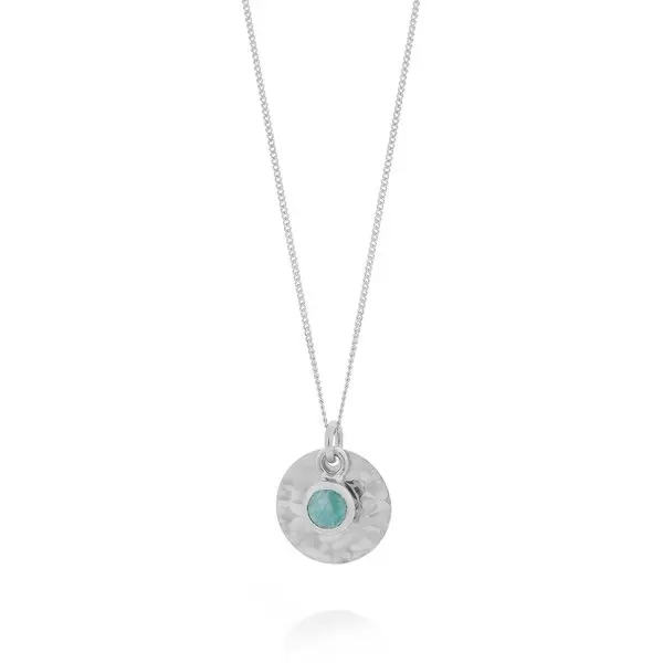 NELLOU JEWELLERY Amazonite Luna Disc Necklace - Silver