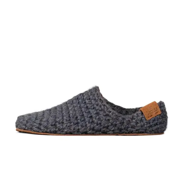 KINGDOM OF WOW Light Handmade Wool Slippers For & In Charcoal Gray - Grey