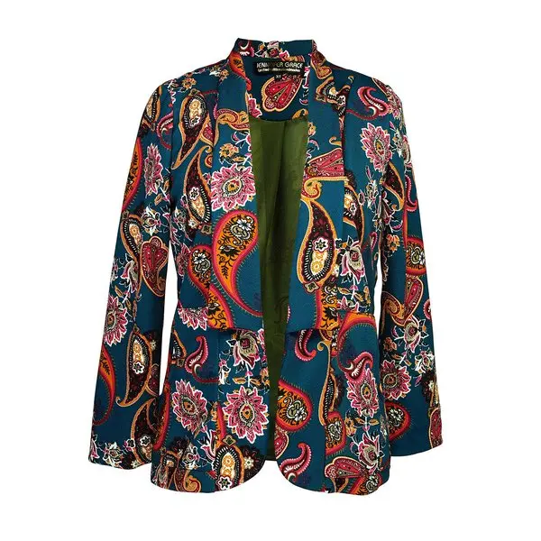JENNAFER GRACE Pepper Paisley Tuxedo Jacket - Blue