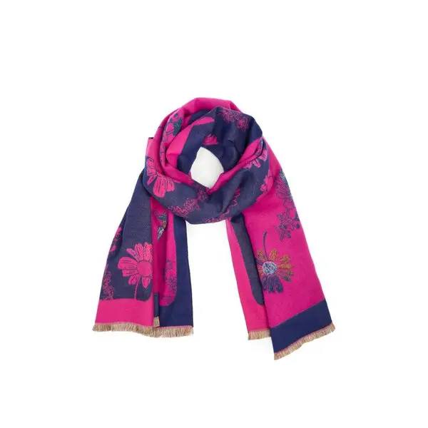 Saachi Floral Daisy Reversible Scarf - Purple