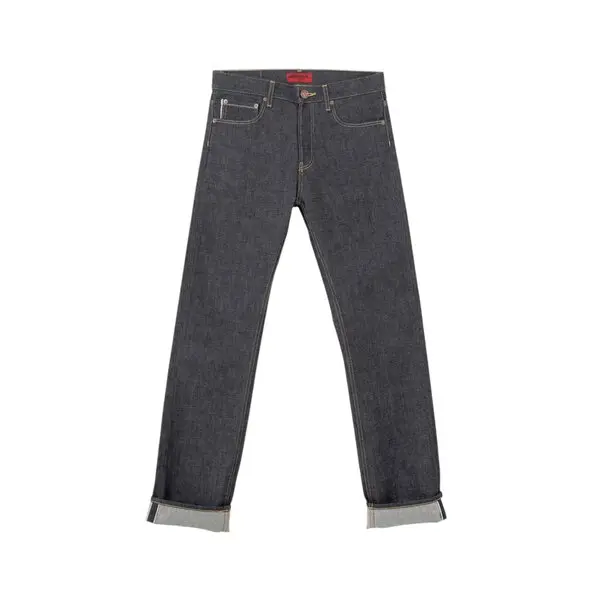 DIN & DEEN Regular Fit Denim Selvedge Raw Yellow Jeans Katana Collection - Grey
