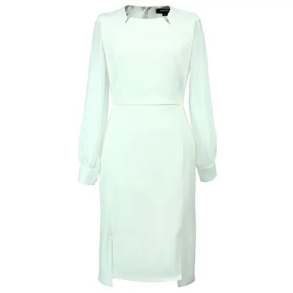 SMART AND JOY Chiffon Sleeves Tailor Dress - White