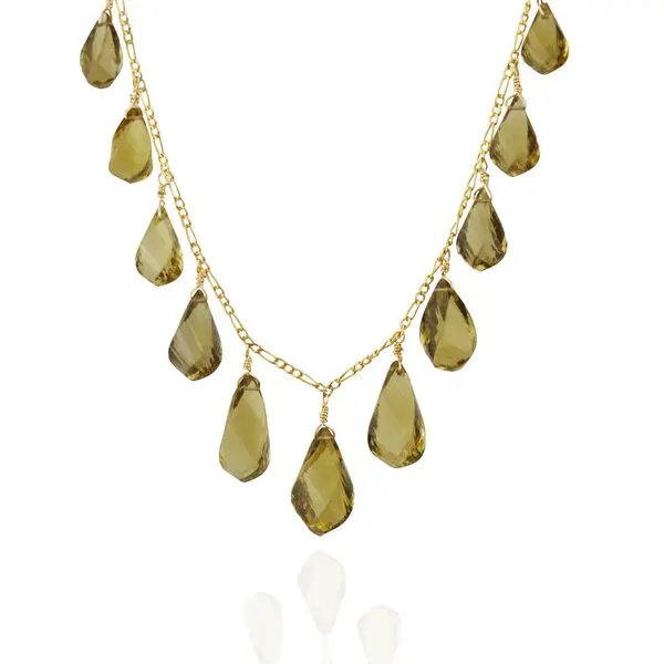 MOUNIR LONDON Gold / Brown Cognac Quartz Statet Necklace - Gold/brown