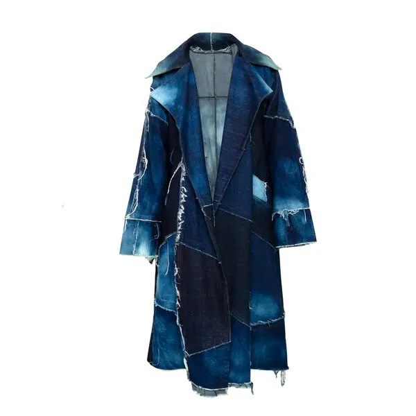 PALOMA LIRA Rockstar Upcycled Denim Patchwork Coat - Blue