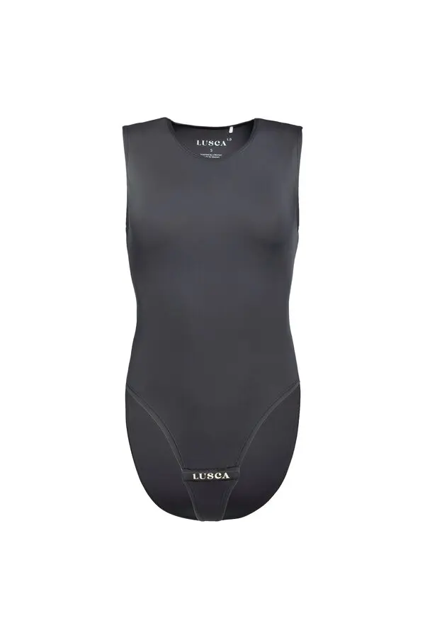LUSCA Neutrals / Joy Smooth Stretch Crew Neck Full Panty Magnetic Bodysuit - Grey