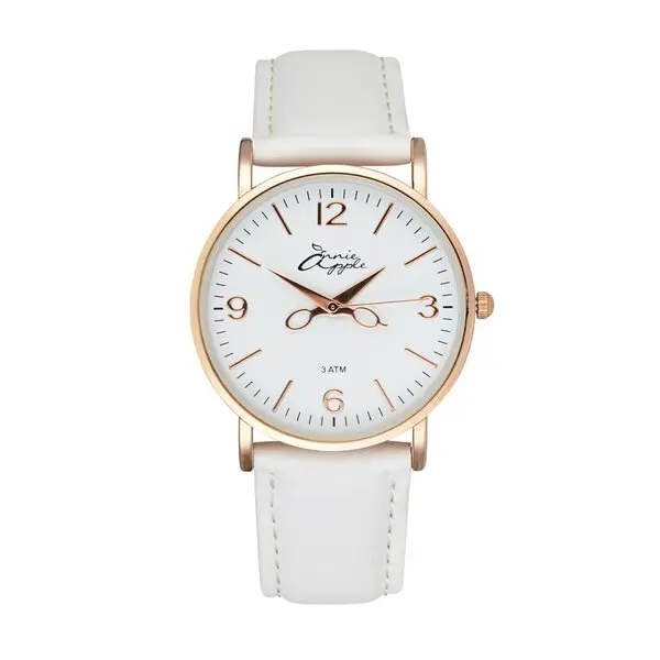 BERMUDA WATCH COMPANY Annie Apple Rose Gold/ Leather Hairdresser Scissor Watch - White