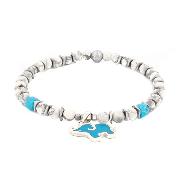 EBRU JEWELRY Silver / Blue Elephant Soul Turquoise Bracelet Turquoise - Silver/blue