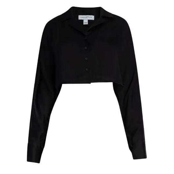CIRCULAR PATH Crop Dolman Shirt - Black
