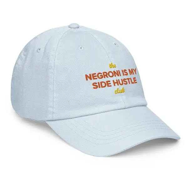 ANCHOR & CREW Pastel Negroni Is My Side Hustle Club Chino Embroidered Cap - Blue