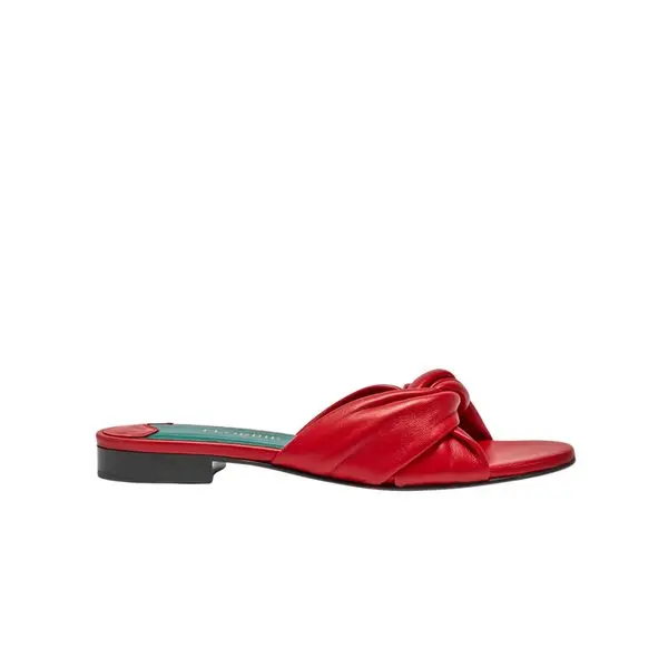 FLORRIE Emma Leather Flat Sandal - Red