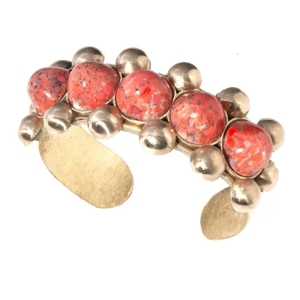 CASTLECLIFF Gold / Orange Aswan Cuff In Coral - Gold/orange
