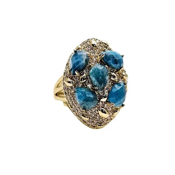 FARRA Apatite Stone Cocktail Ring - Blue