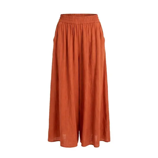 RAFFYA Sesame Elasticated Waist Maxi Skirt In Rust - Orange