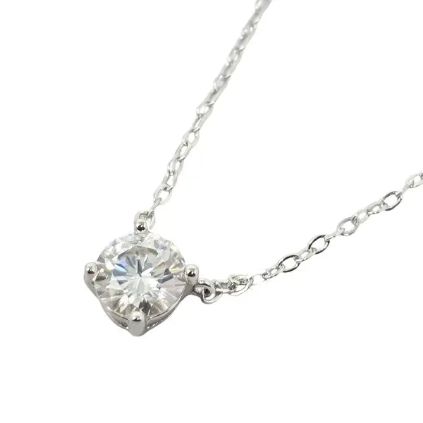 HARFI White / Silver Diamond Moissanite Crystal Sterling Silver Necklace - White/silver