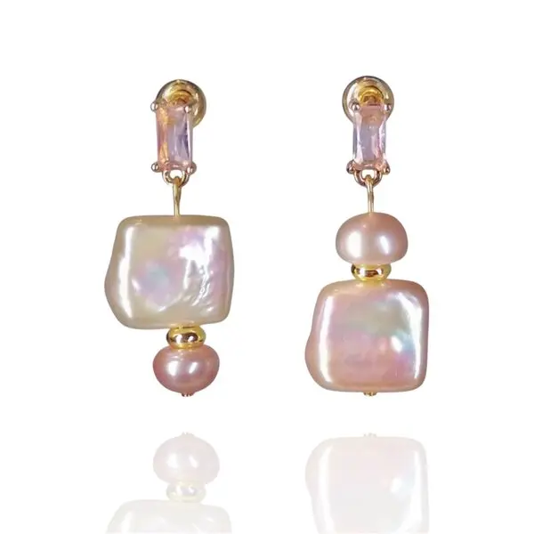NINEMOO Perfume Bottle Pearl Drop Earrings - Pink